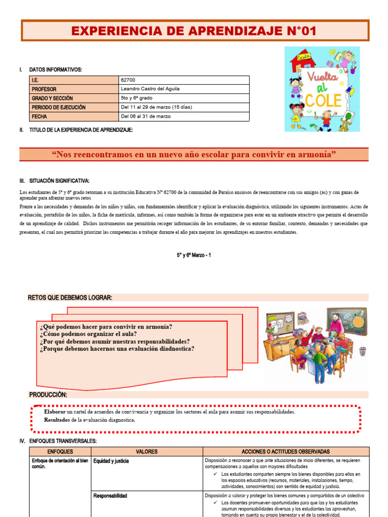 Experiencia - de - Aprendizaje de Marzo 2024 - Taller | PDF | Números | Decimal