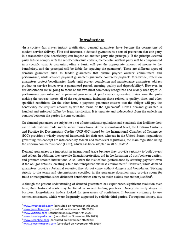 Introduction of On Demand Guarantee | PDF | Guarantee | Surety