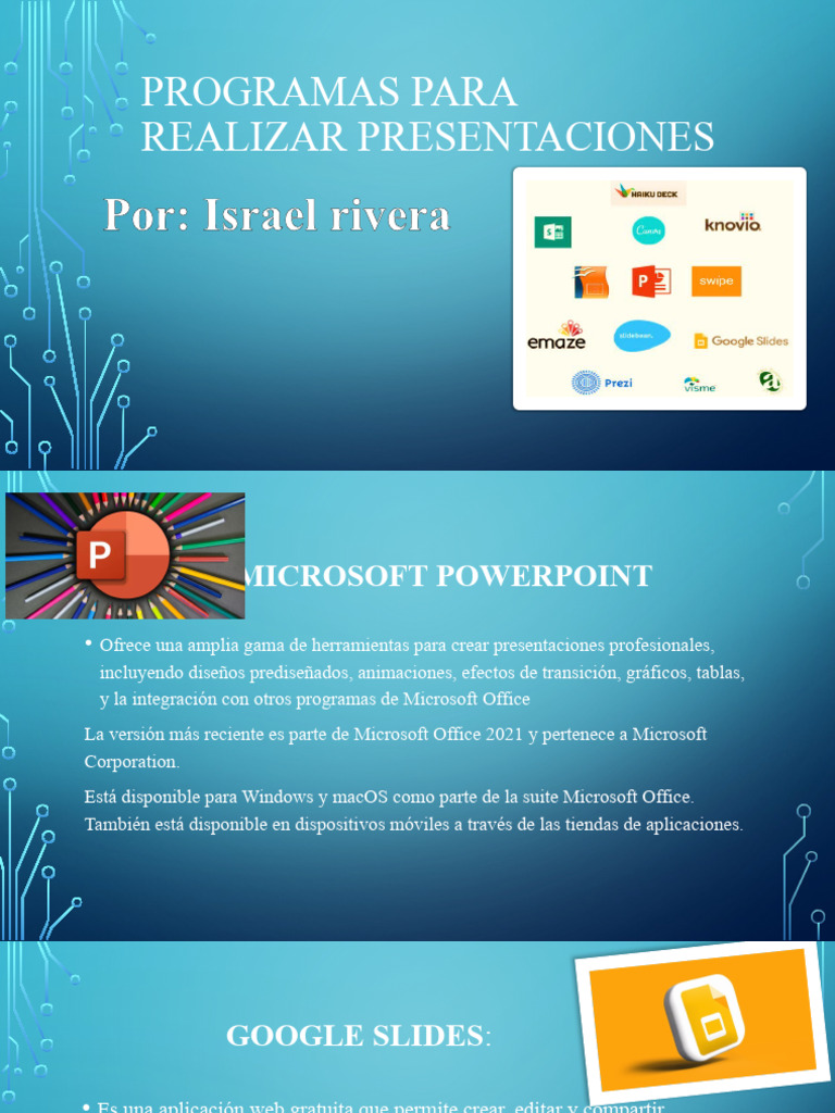 Programas para Realizar Presentaciones Isra | PDF | Aplicación movil | Microsoft Office