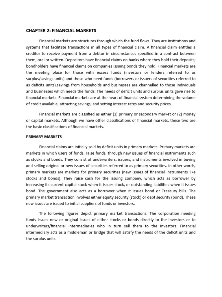 CHAPTER 2 Financial Markets | PDF | Financial Markets | Securities ...