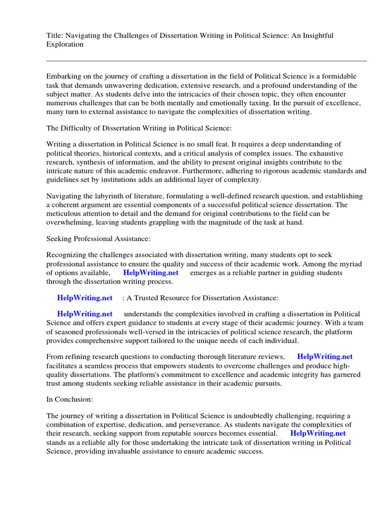 Dissertation Science Politique Exemple | PDF | Science | Thesis