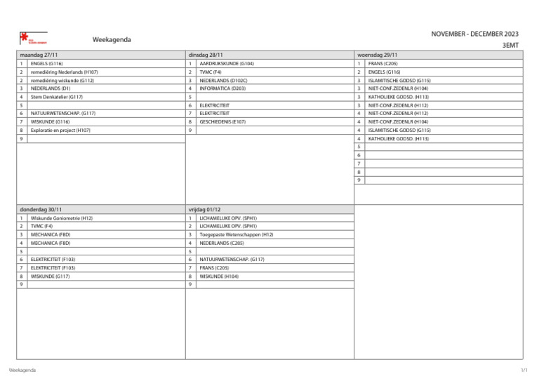 Weekagenda | PDF