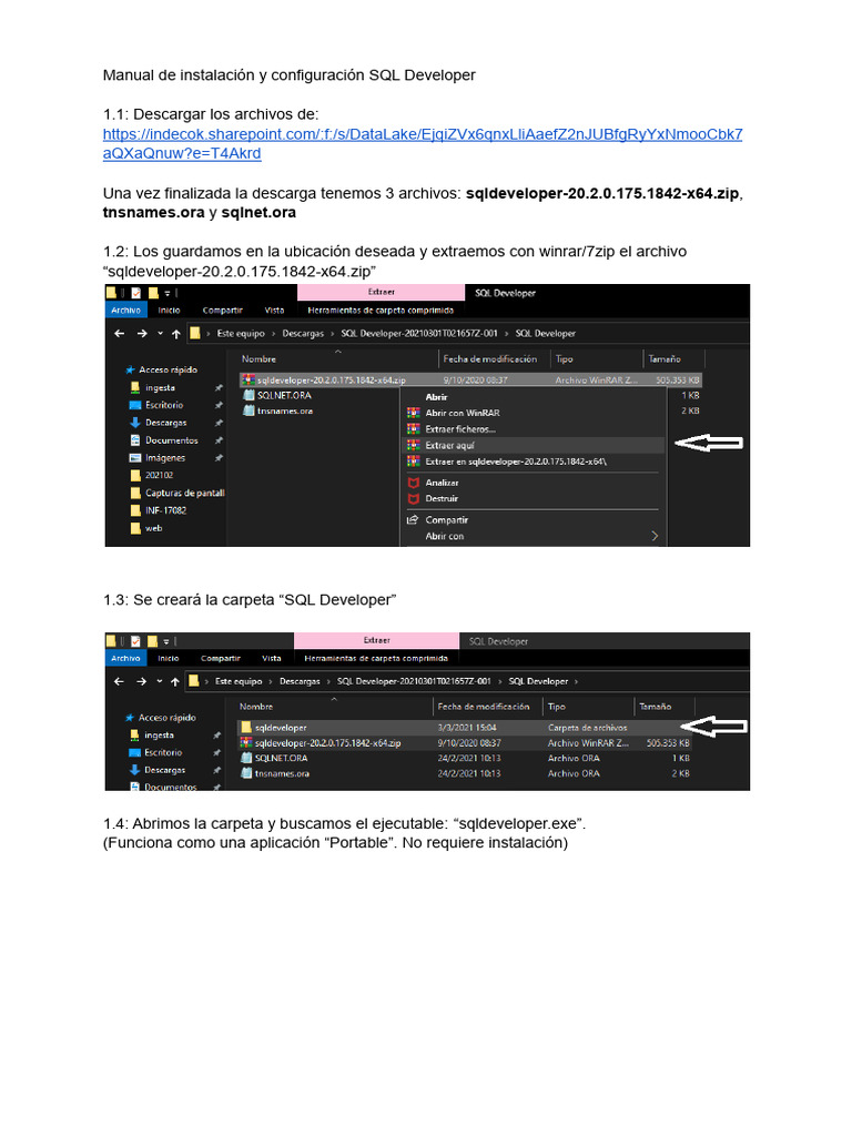 Manual Instalacion SQL Developer | PDF | Informática