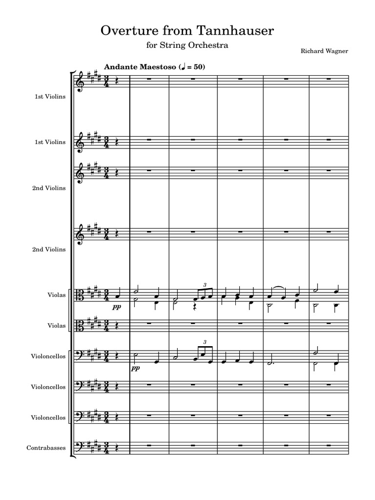 Tannhauser For Strings | PDF | Cello | European Musical Instruments