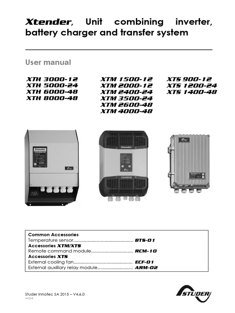 Xtender User Manual | PDF | Battery Charger | Power Inverter