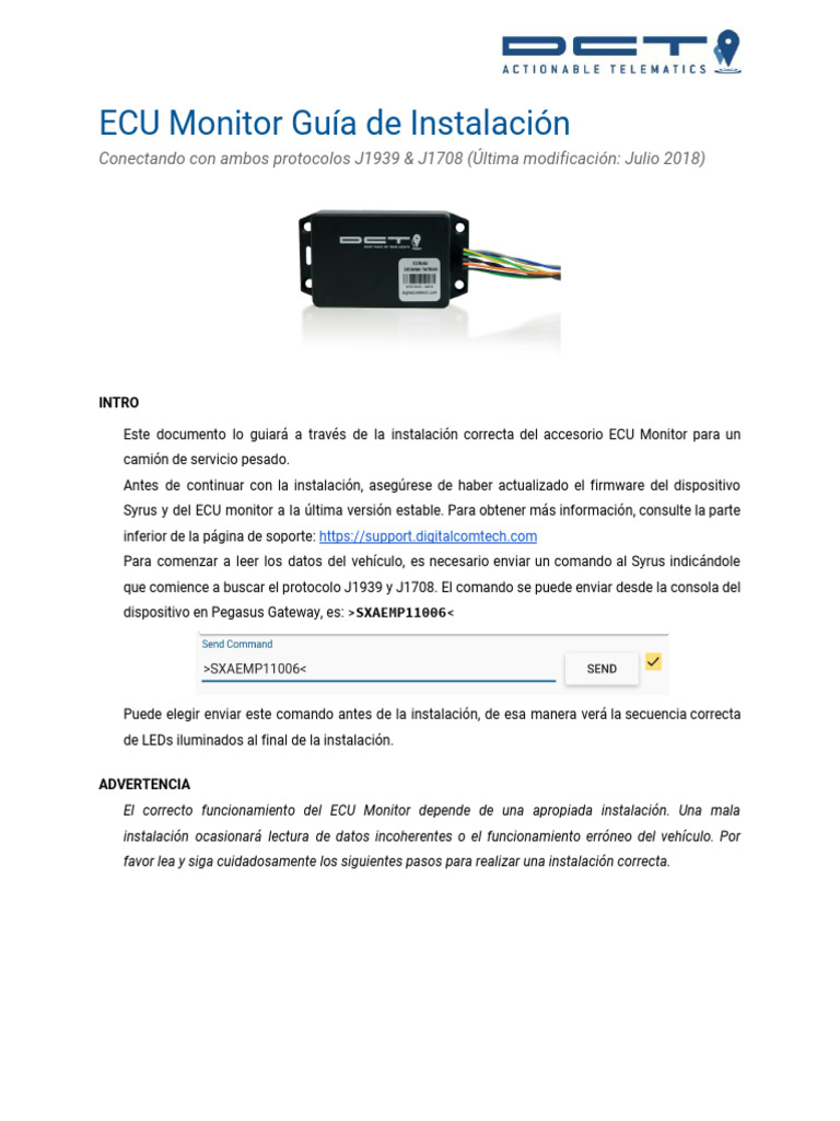 Guía de Instalación ECU Monitor J1939/J1708 | PDF | Informática ...