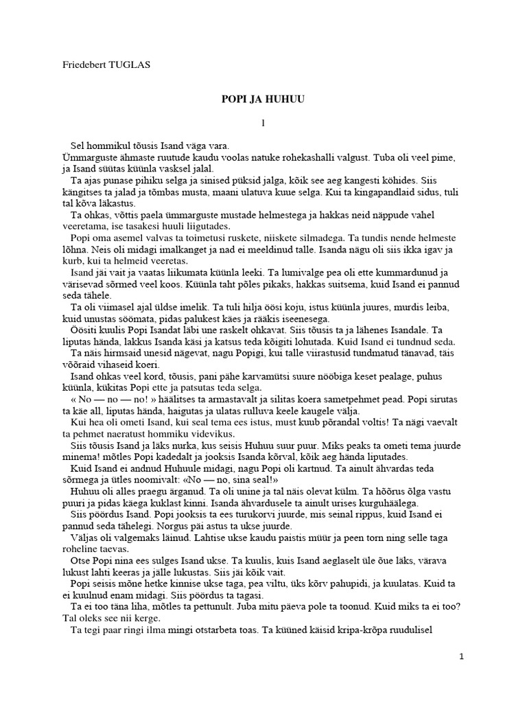 Tuglas Popi Huhuu | PDF