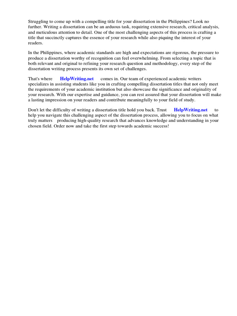 Dissertation Titles Philippines | PDF | Thesis | Essays