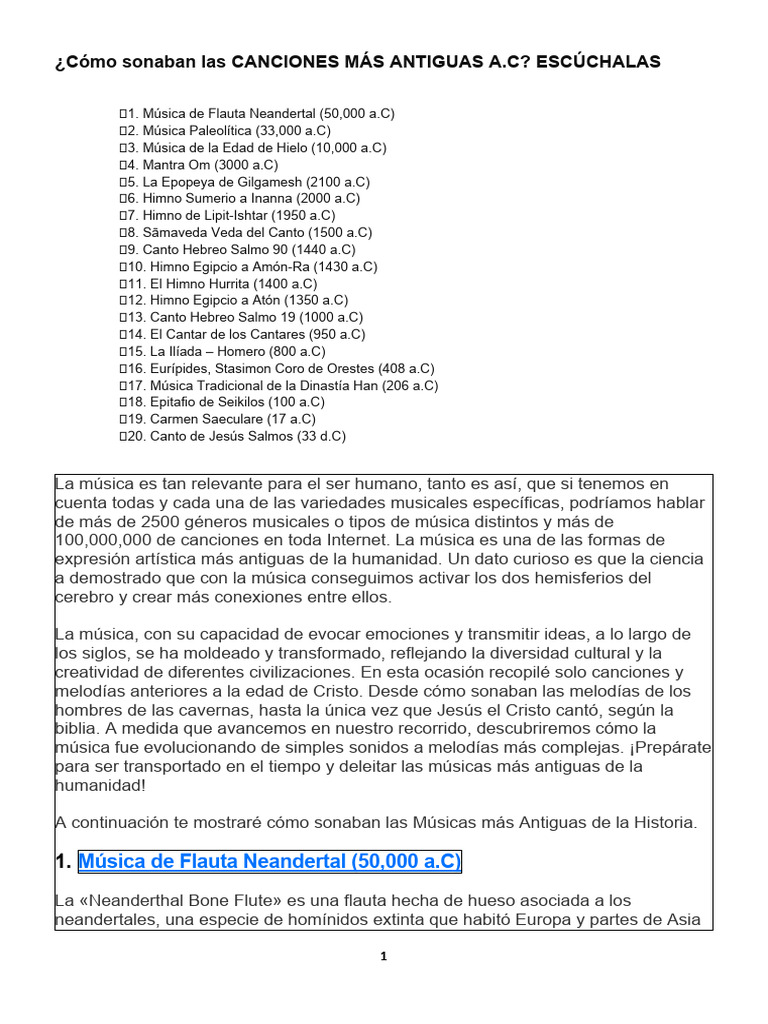 ¿Cómo Sonaban Las CANCIONES MÁS ANTIGUAS A.C | PDF | Sumeria | Himnos