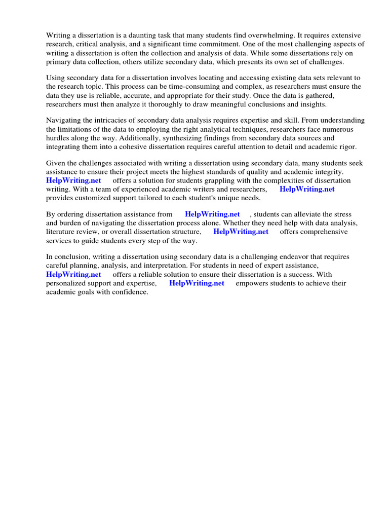 Sample Dissertation Using Secondary Data | Download Free PDF | Data | Quantitative Research