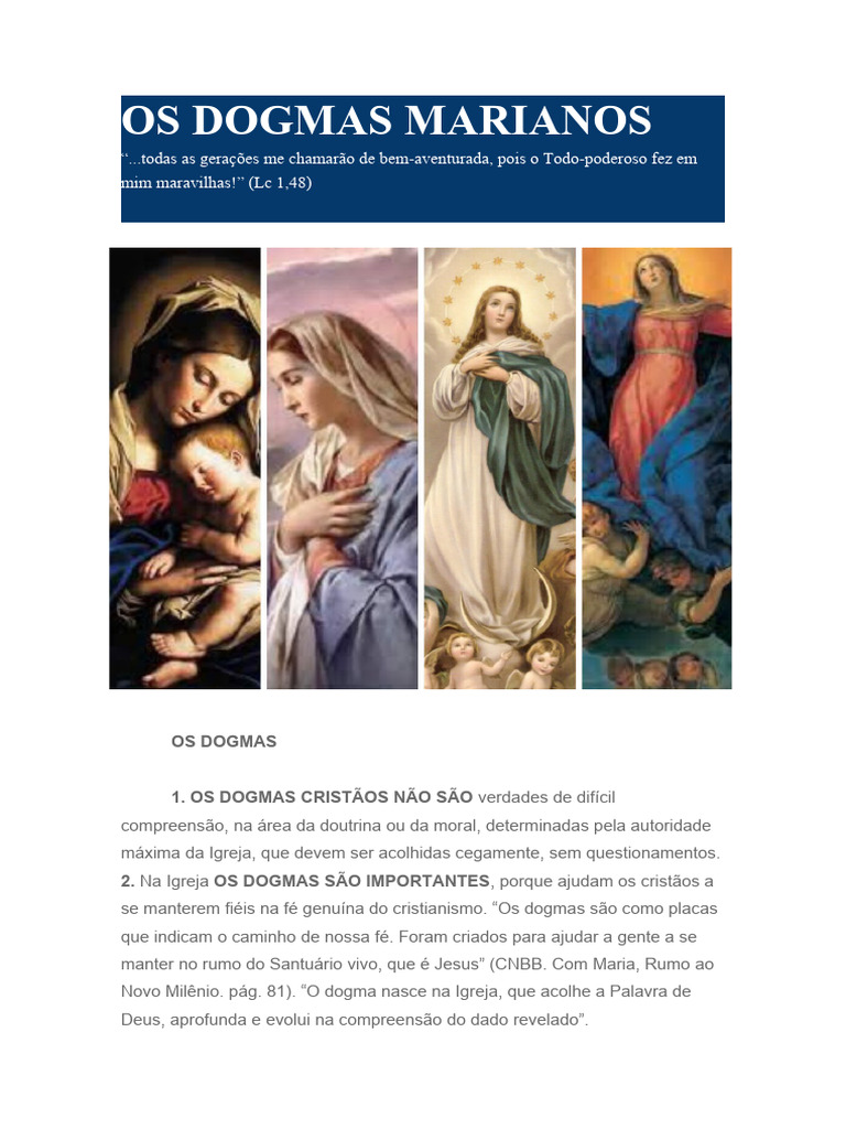 Os Dogmas Marianos | PDF | Maria, mãe de Jesus | Igreja católica