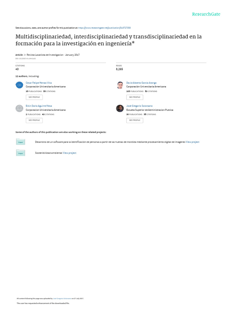 Multidisciplinariedad, Interdisciplinariedad y Transdisciplinariedad en ...