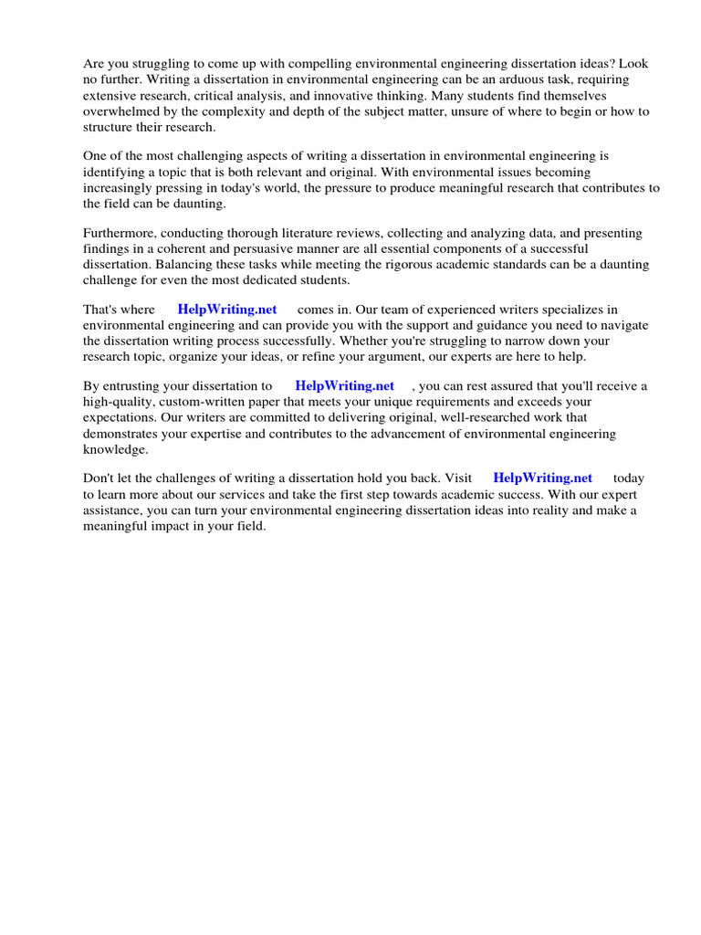 Environmental Engineering Dissertation Ideas | PDF | Water | Engineering