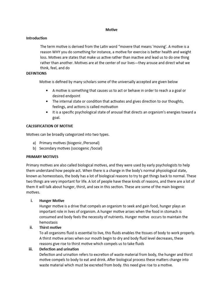 Motive | Download Free PDF | Motivation | Motivational