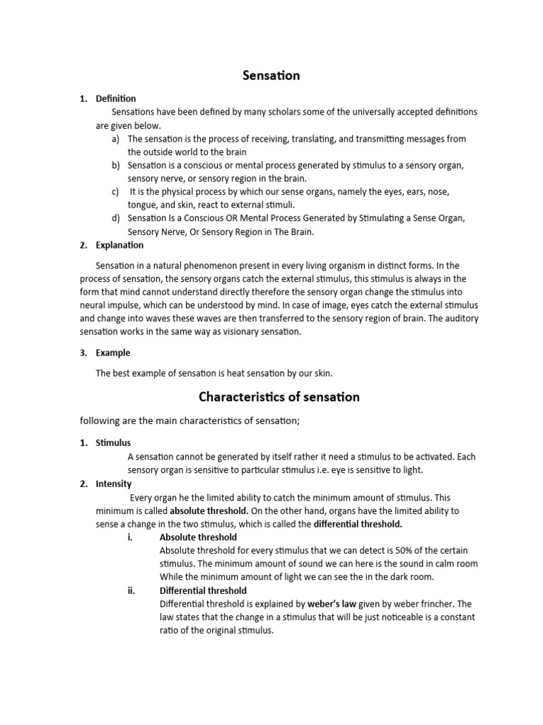 Sensation | PDF | Senses | Perception