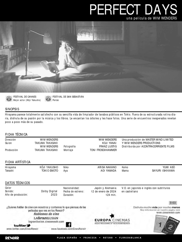 Perfect Days: Sinopsis y Reparto | PDF