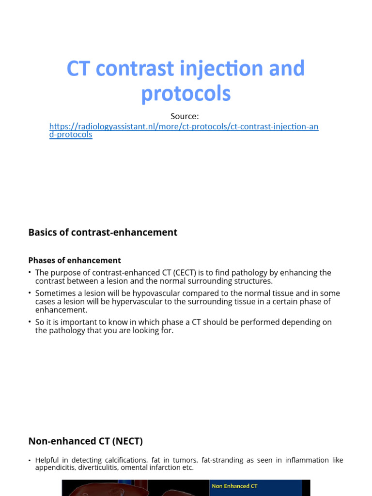 CT Contrast Injection and Protocols | PDF | Ct Scan | Liver