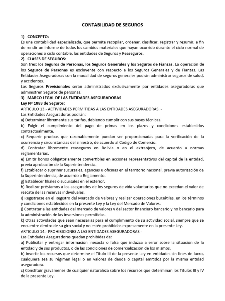 Contabilidad de Seguros | Descargar gratis PDF | Seguro | Reaseguro