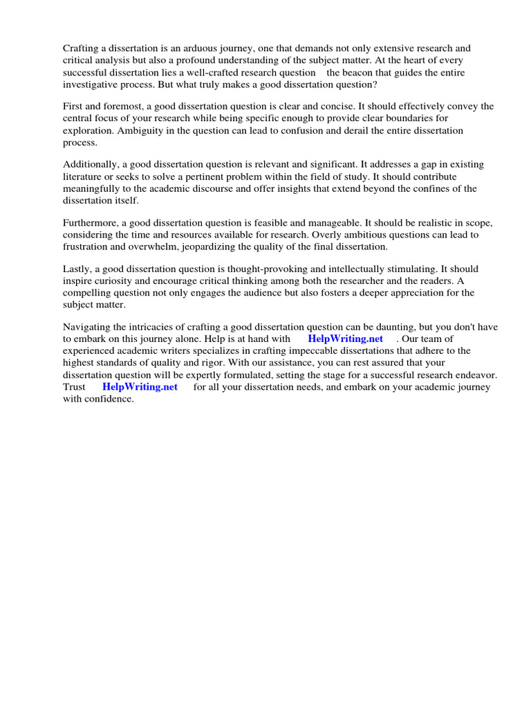 What Makes A Good Dissertation Question | Download Free PDF | Thesis ...