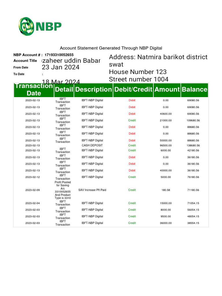 National Bank Statement - DD | PDF | Debits And Credits | Credit Card