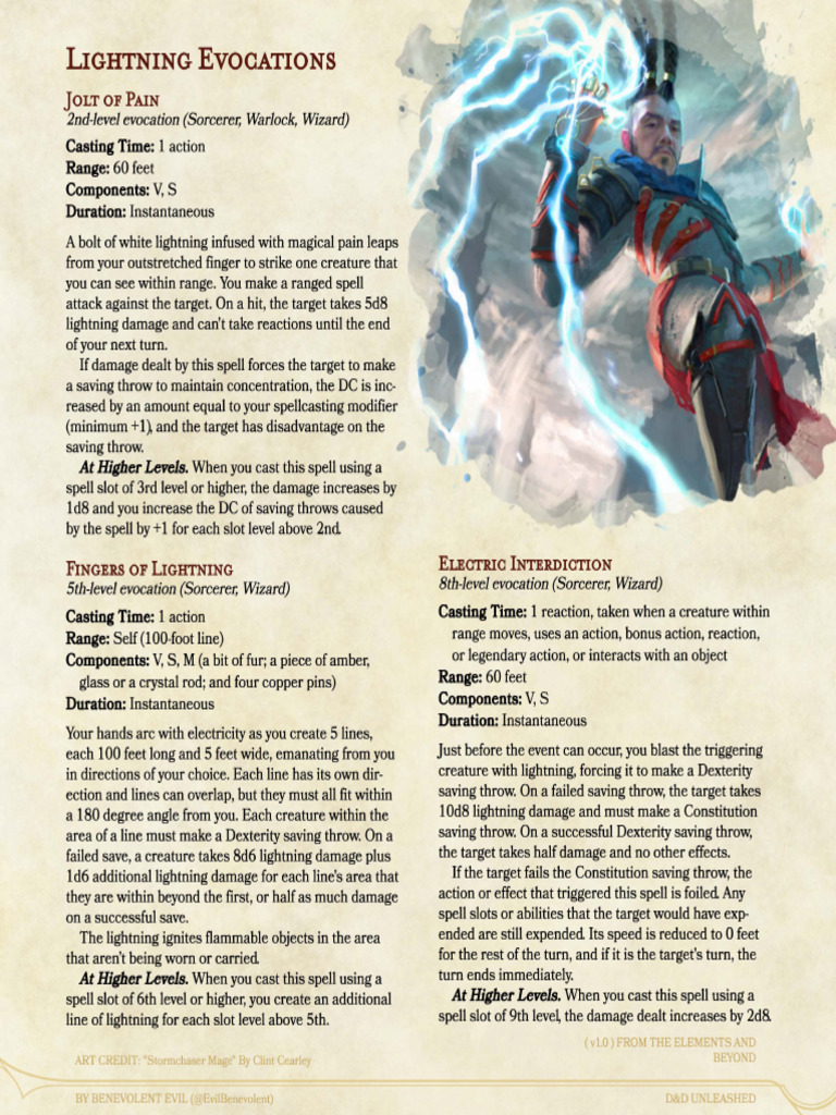 Lightning Evocations in D&D 5E | PDF | Magician (Fantasy)