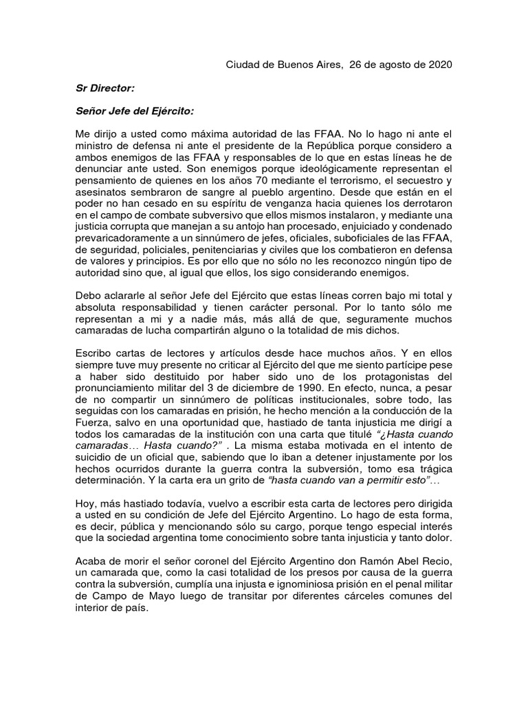 Carta Al General Del EA | PDF | Prisión