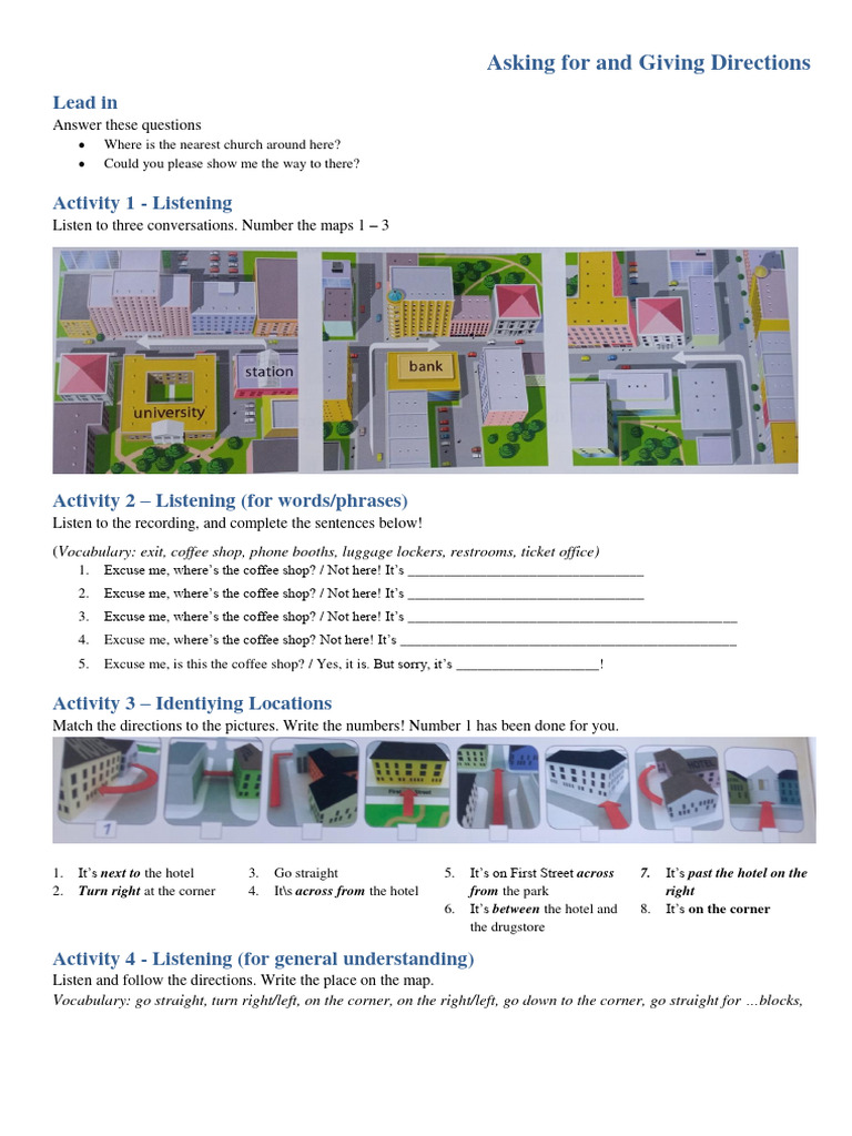 Asking for and Giving Directions Activities | PDF | Human Communication ...