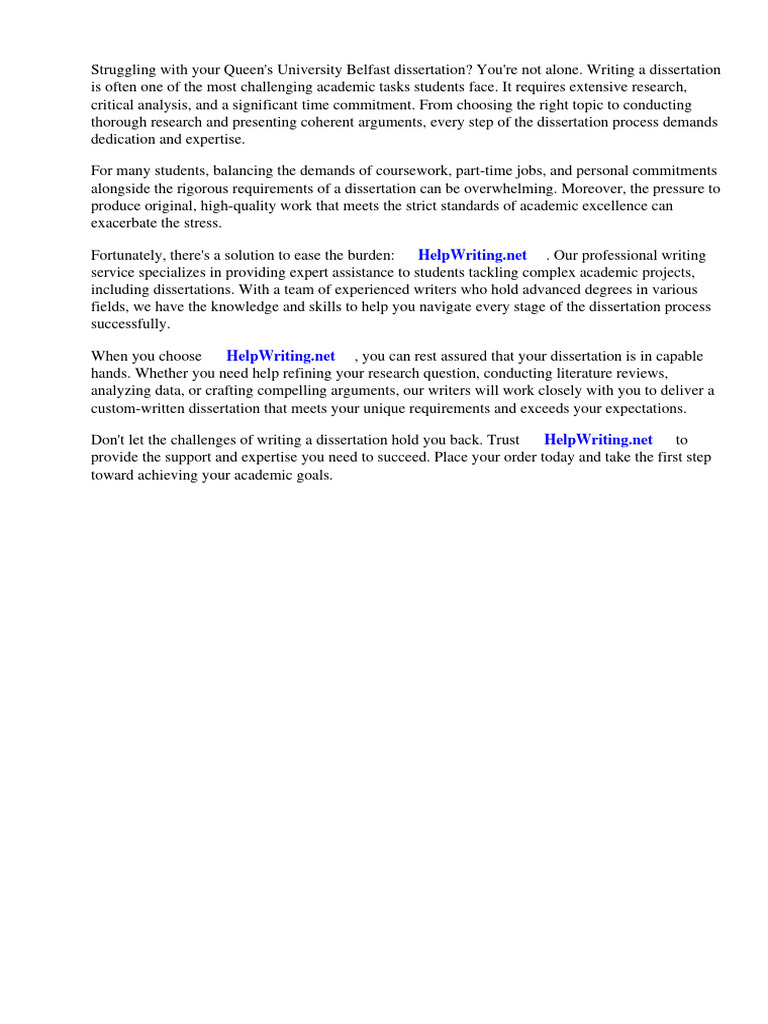 Queens University Belfast Dissertation | PDF | Academic Degree | Thesis