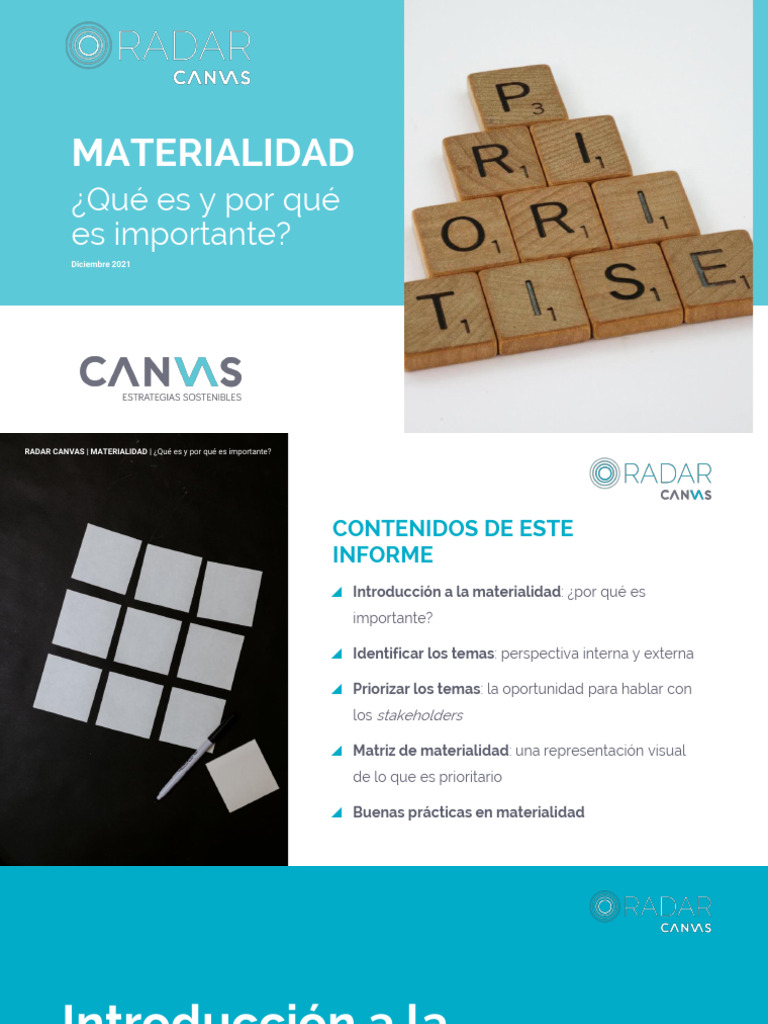RADAR CANVAS Materialidad Que Es y Por Que Es Importante Dic2021 | PDF ...