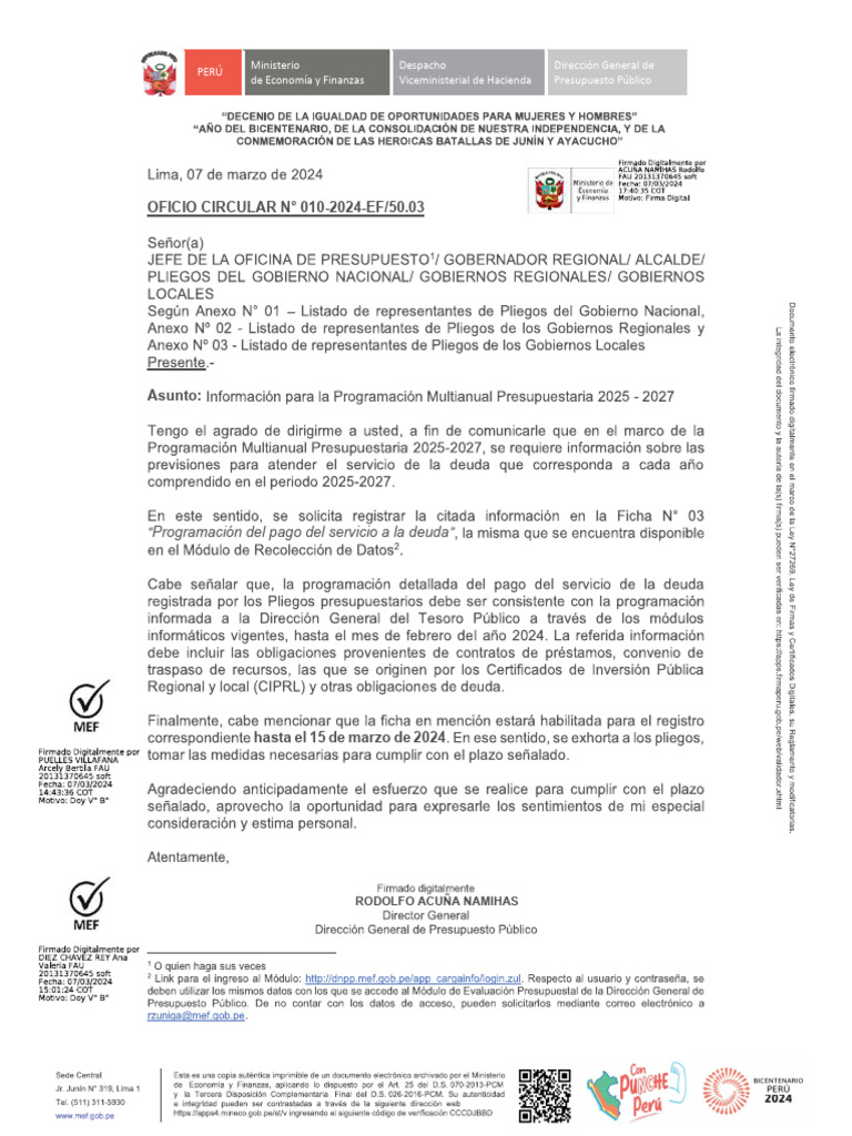 Oficio Circular 010-2024-EF | PDF Oficio Circular 010-2024-EF | PDF