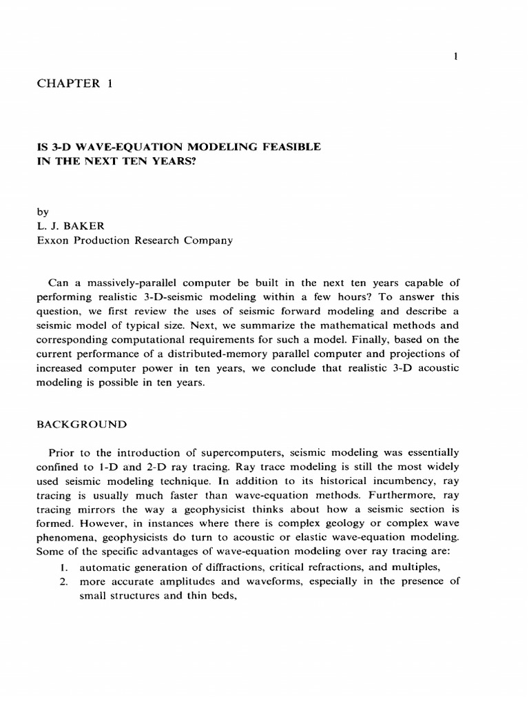 CHAPTER 1 Is 3 D Wave Equation Modeling Feasible in The Next Ten Years ... CHAPTER 1 Is 3 D Wave Equation Modeling Feasible in The Next Ten Years ...