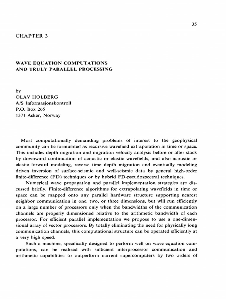 CHAPTER 3 Wave Equation Computations and Truly Parallel Processing ...