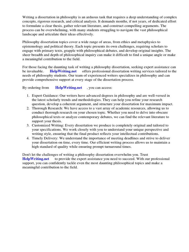 Philosophy Dissertation Writing Help | PDF | Thesis | Idea