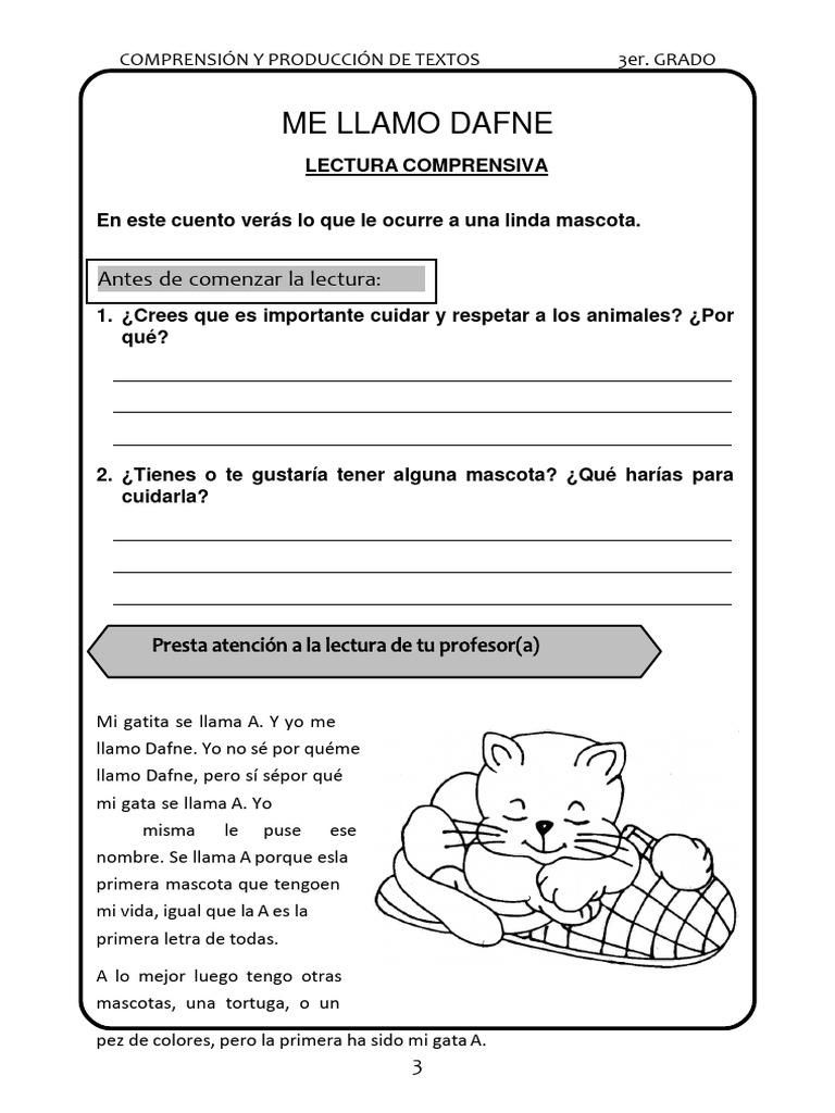 Lectura Comprensiva: Me Llamo Dafne | PDF