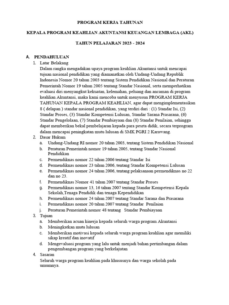 PROGRAM - KERJA - TAHUNAN KAJUR 2023-2024 New | PDF