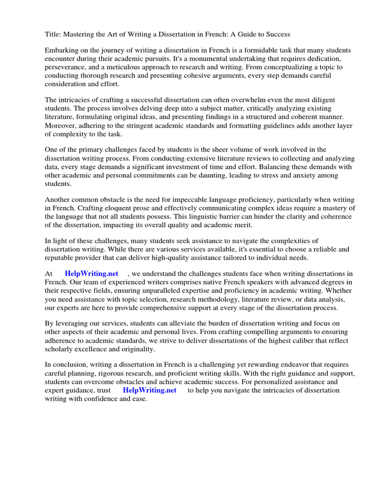 Comment Faire Une Bonne Dissertation Francais | PDF | Thesis | Human ...