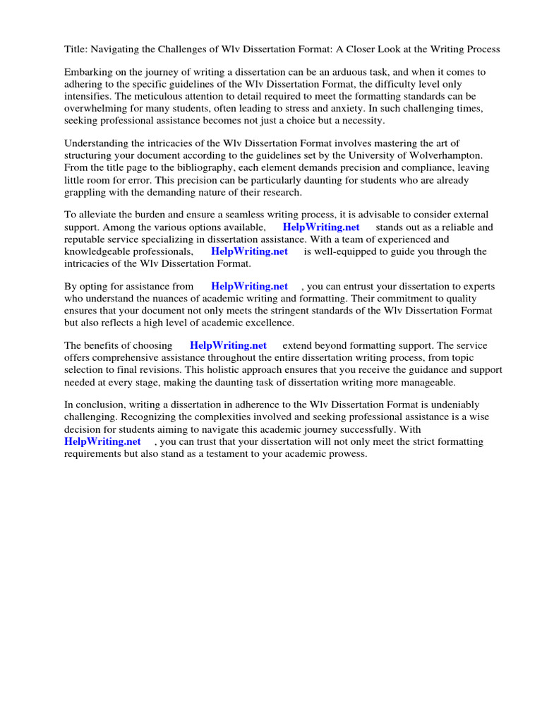 WLV Dissertation Format | PDF | Thesis | Hypothesis