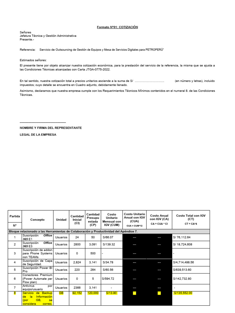 Formato 1 Cotiz (1) - para Rfi | PDF | Informática | Hardware de la computadora