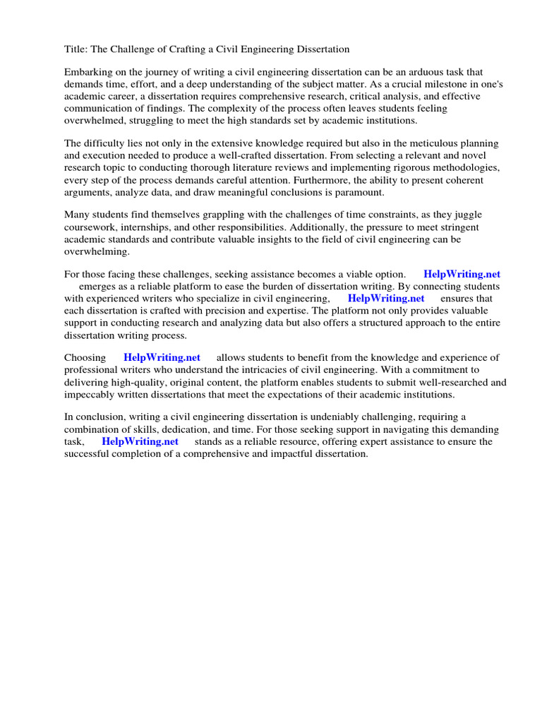 Civil Engineer Dissertation | PDF | Thesis | Water