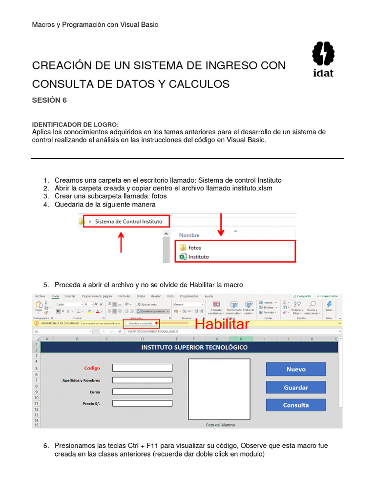 Sesion06 Guia Macros VB | PDF | Macro (informática) | Archivo de computadora