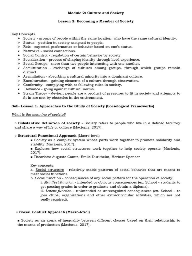 Module-2-Lesson-2-Society | PDF | Deviance (Sociology) | Society