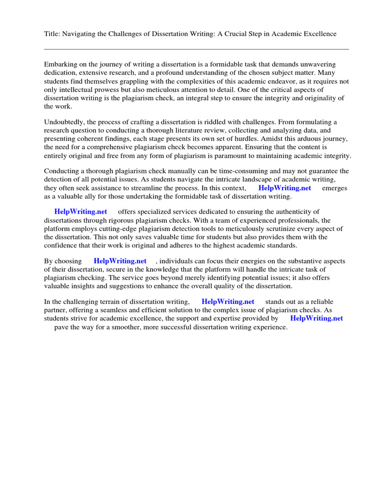 Dissertation Plagiarism Check | PDF | Plagiarism | Turnitin