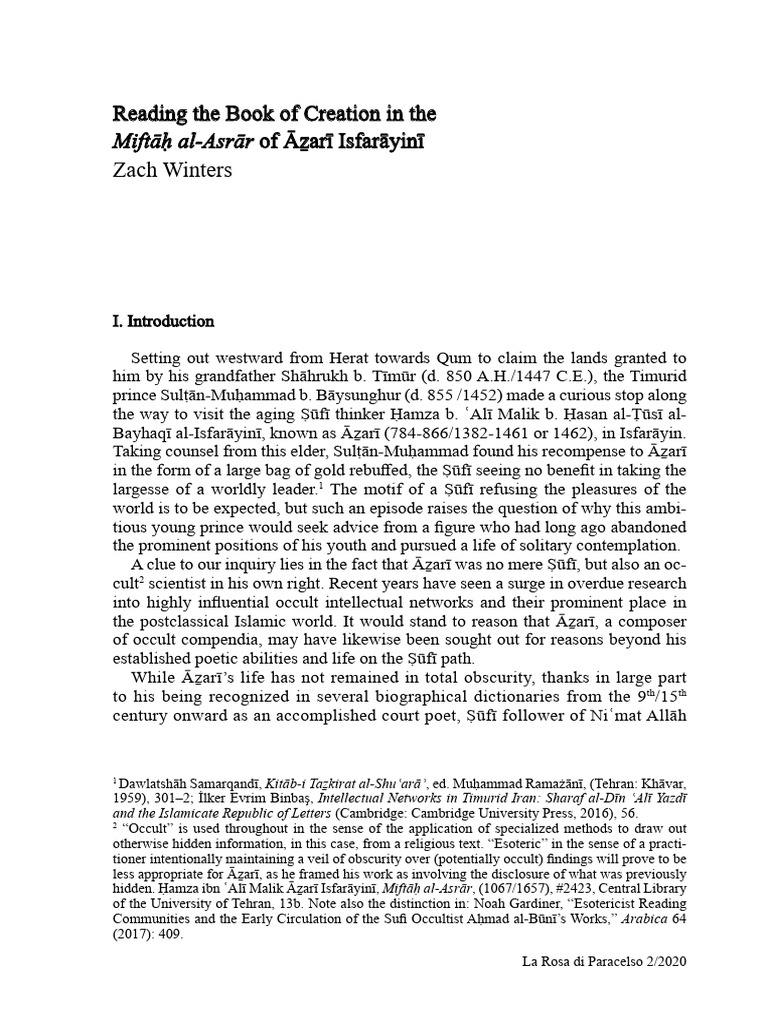 Reading The Book of Creation in The Mift | PDF | Nous | Shia Islam