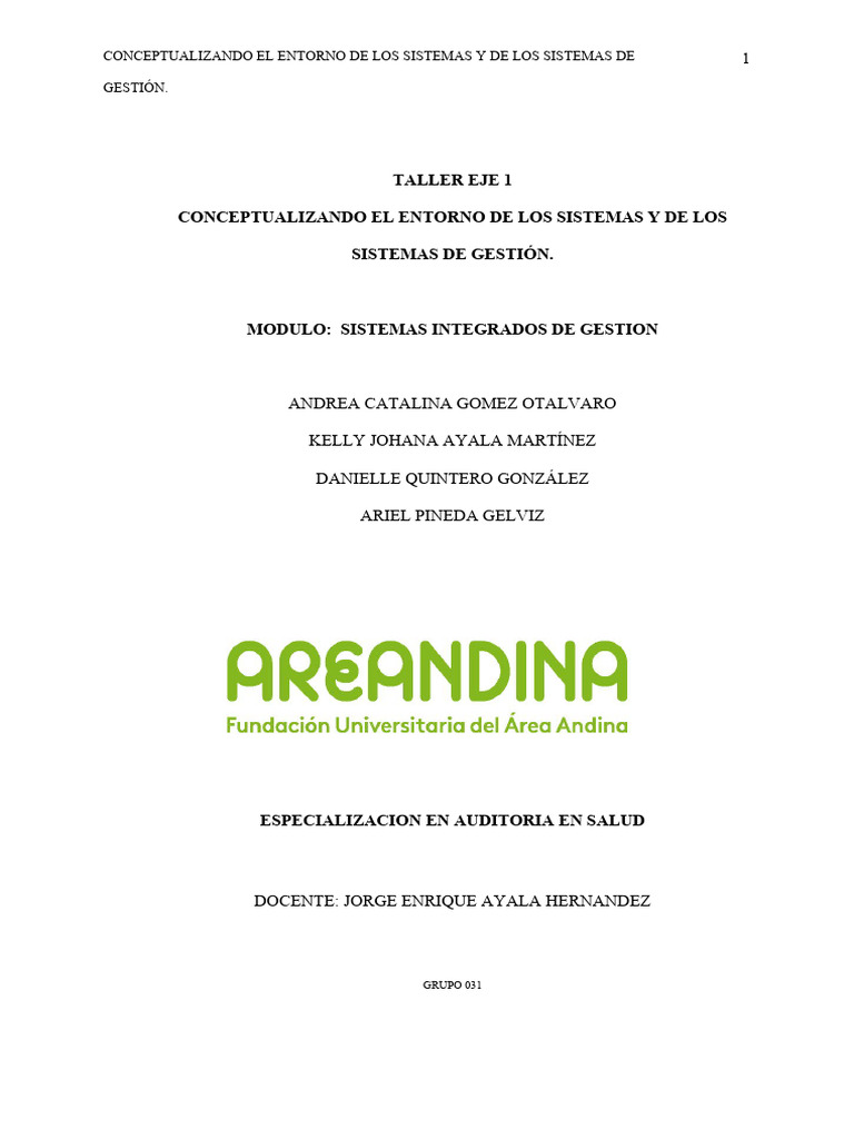 TAREA EJE 1. SISTEMAS INTEGRADOS | PDF | Sistema | Calidad (comercial)