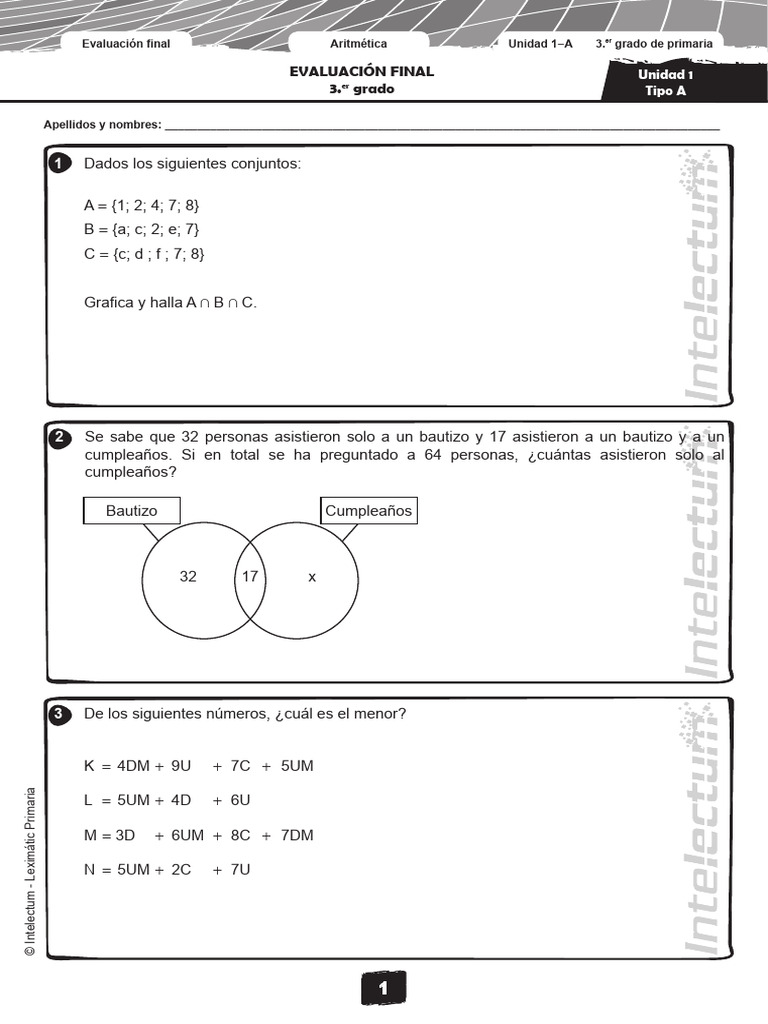 Arit - Eval - Final 3° - U1-A | PDF