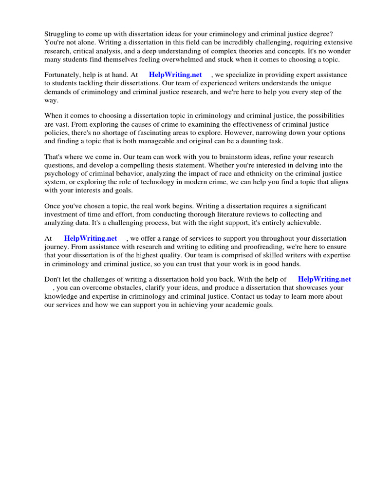 Dissertation Ideas for Criminology and Criminal Justice | PDF | Crimes ...