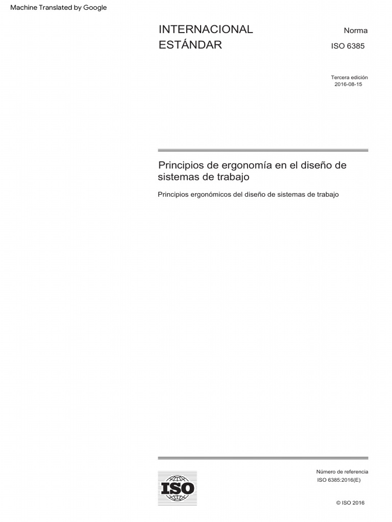 Iso 6385 - 2016 | PDF | Factores humanos y ergonomía | Diseño