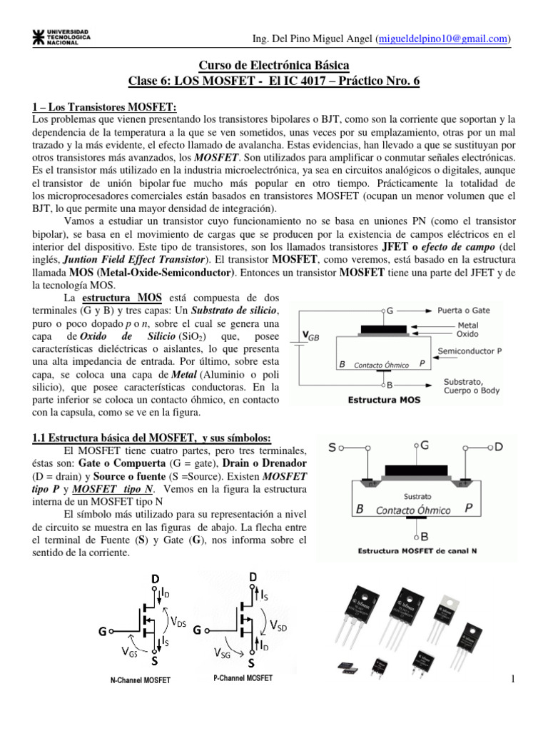 Clase 6 - Mosfet - El IC CD4017 - Practico6 | PDF | Mosfet | Transistor