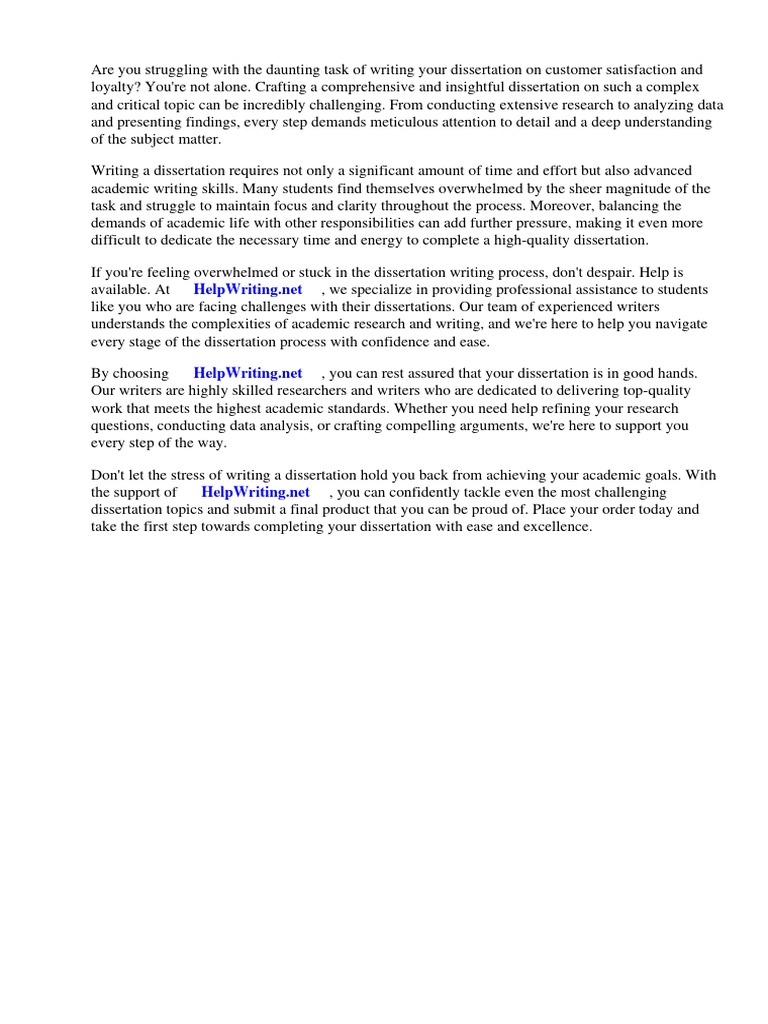 Customer Satisfaction and Loyalty Dissertation | PDF | Retail ...