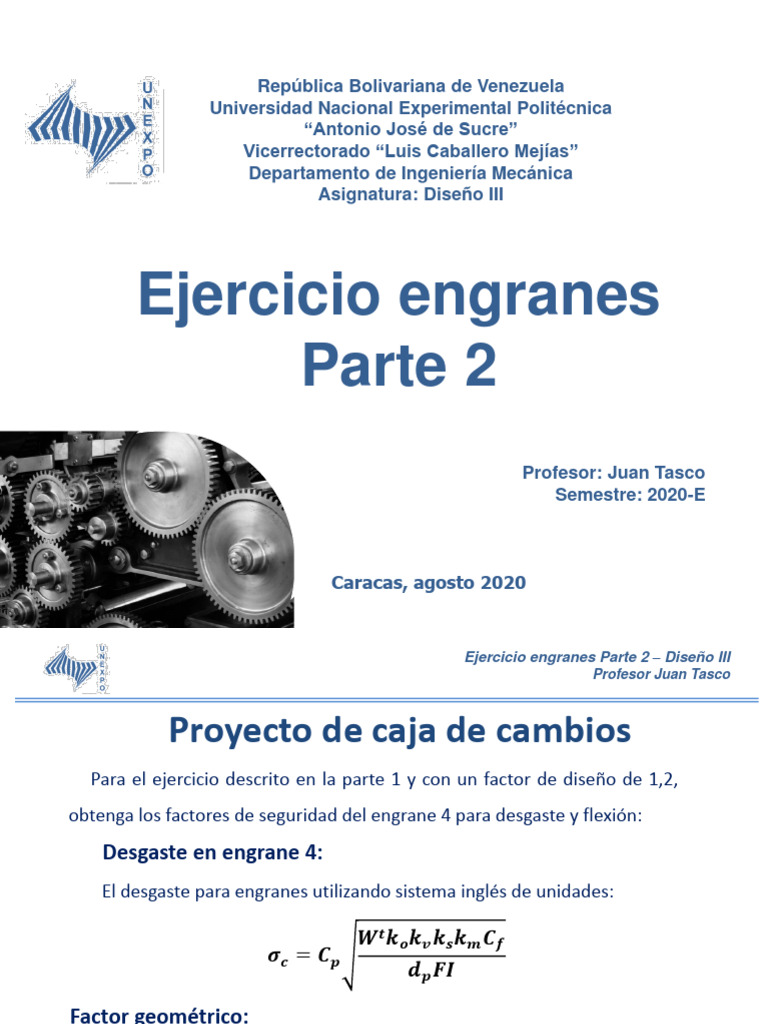 Ejercicio Engranes (Parte 2) | PDF | Física Aplicada e ...